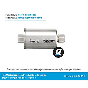 Quicksilver 864572 Replacement in-Line Fuel Filter for MerCruiser Stern Drive and Inboard Gasoline Engines