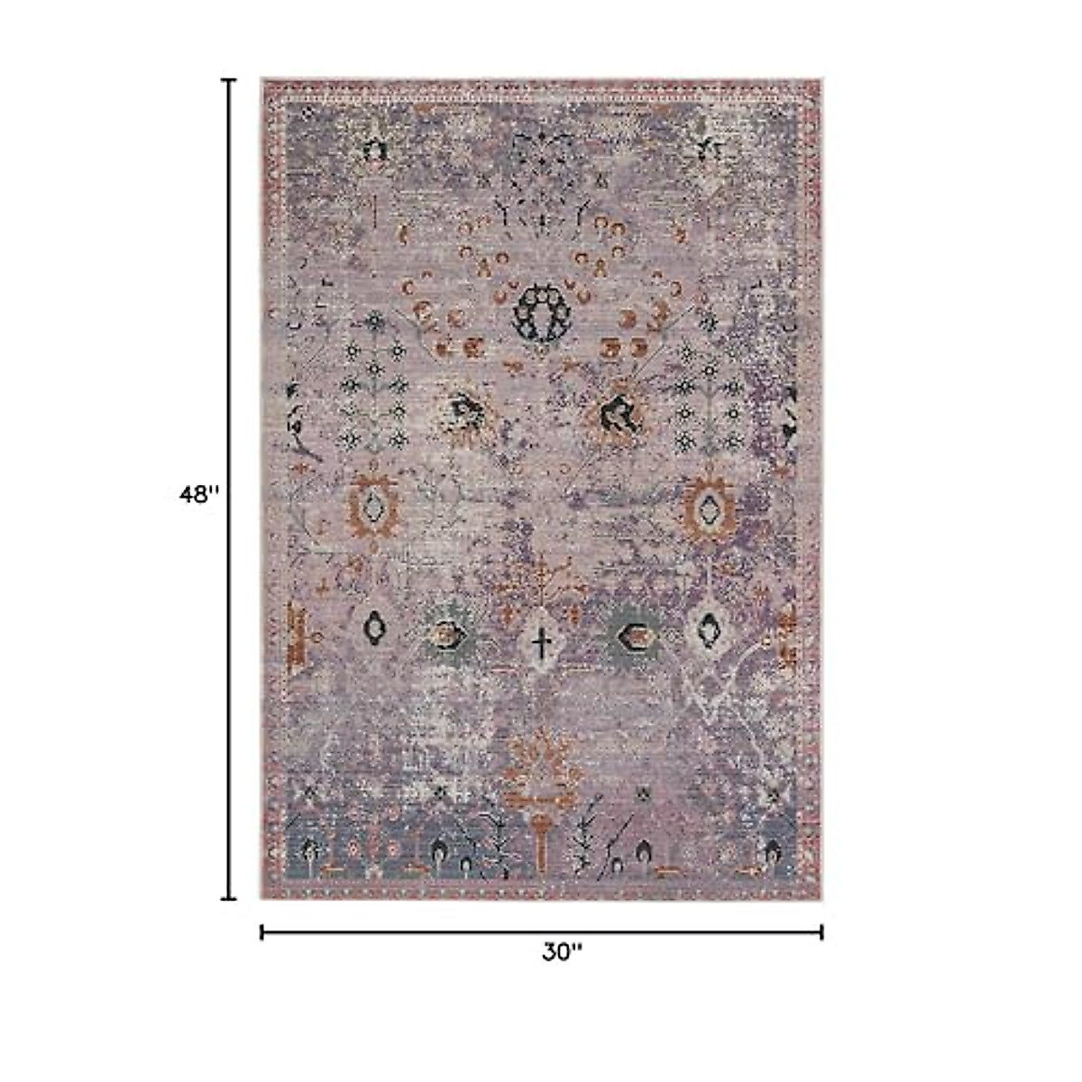 Jaipur Living Indoor Outdoor 2x4 Area Rug, Vintage, Purple/Gold