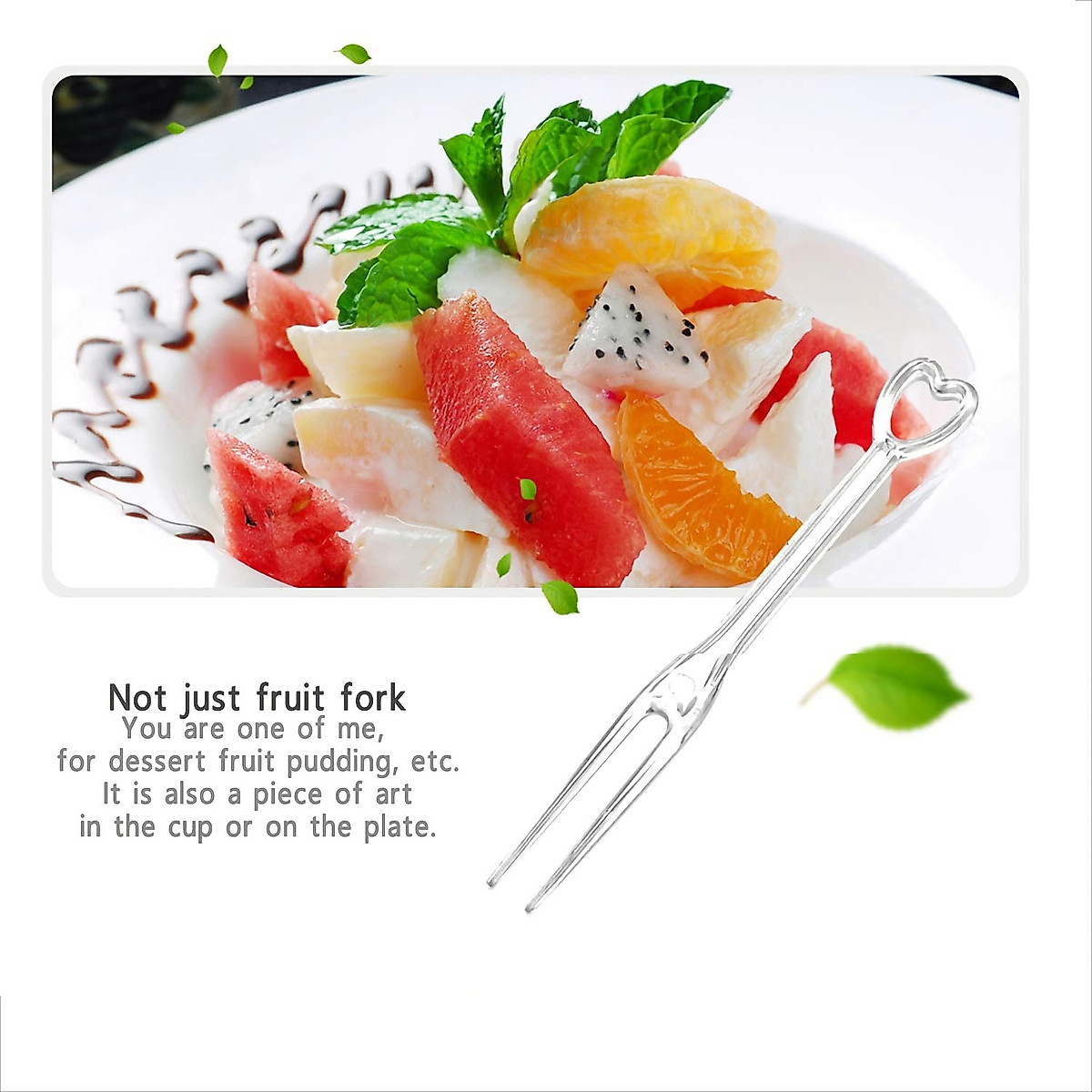HuiYouHui 300 Disposable Fruit Forks safety and sanitation 3.5" Length Plastic Cocktail Picks Sticks heart shapes Cute Food Pick Party Supplies Plates Picks Dessert Forks Cake Forks