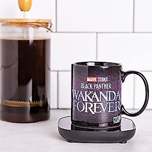 Uncanny Brands Black Panther Wakanda Forever Mug Warmer with Mug – Keeps Your Favorite Beverage Warm - Auto Shut On/Off