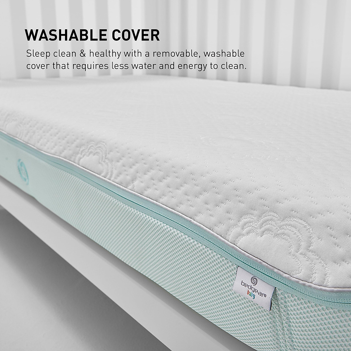 Bedgear Baby Dri-Tec 2-Stage Moisture Wicking Crib Mattress – CertiPUR-US Certified and Airflow Certified - Hypoallergenic - Waterproof Removable and Machine Washable Cover