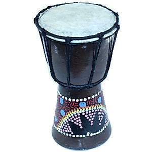 Holy Land Market Djembe or Jembe Drum With nature and Animals carving from Jerusalem - Medium size (25 cm or 10 Inches high)