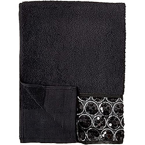 Popular Bath Sinatra Modern Bathroom Towel Set 3 Piece Towel Bath Towel, Hand Towel, Wash Towel and Bath Towel Luxury Contemporary Decor Bling Bath Towel Sets Soft, Plush and Highly Absorbent, Black
