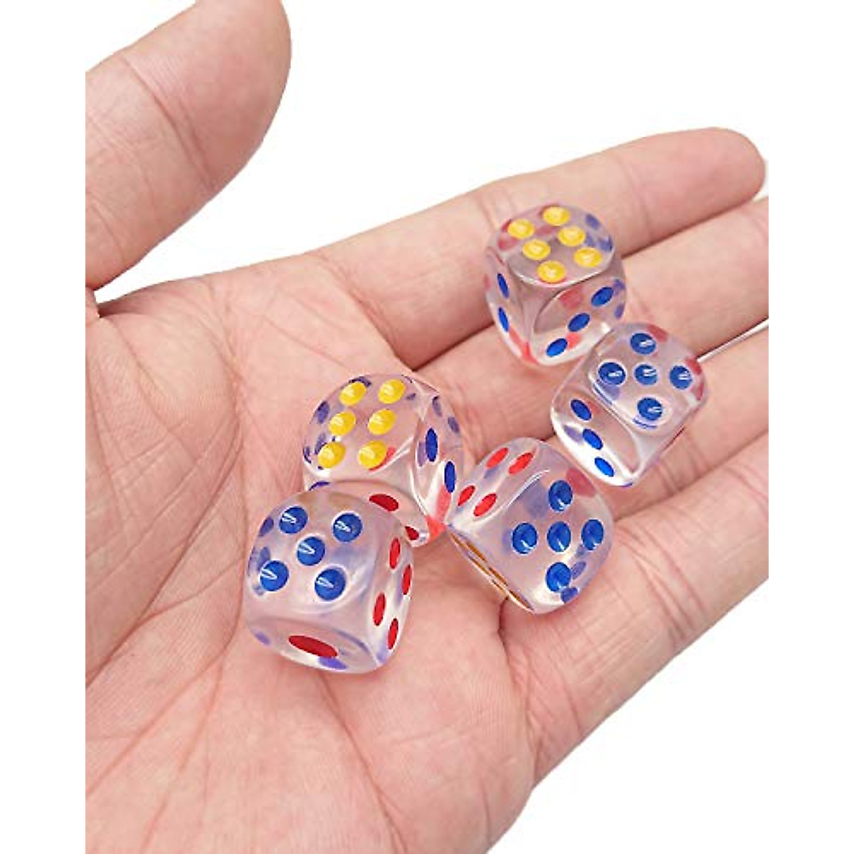 50 Pack 6 Sided Game Dice 16MM Acrylic Dice for Board Games and Teaching Math, 10 Colors