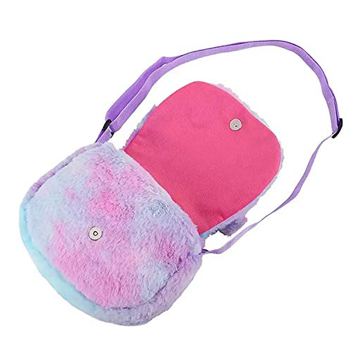 Little Girls Kids Toddler Unicorn Fuzzy Plush Crossbody Purse Rainbow Faux Fur Wallet Handbag