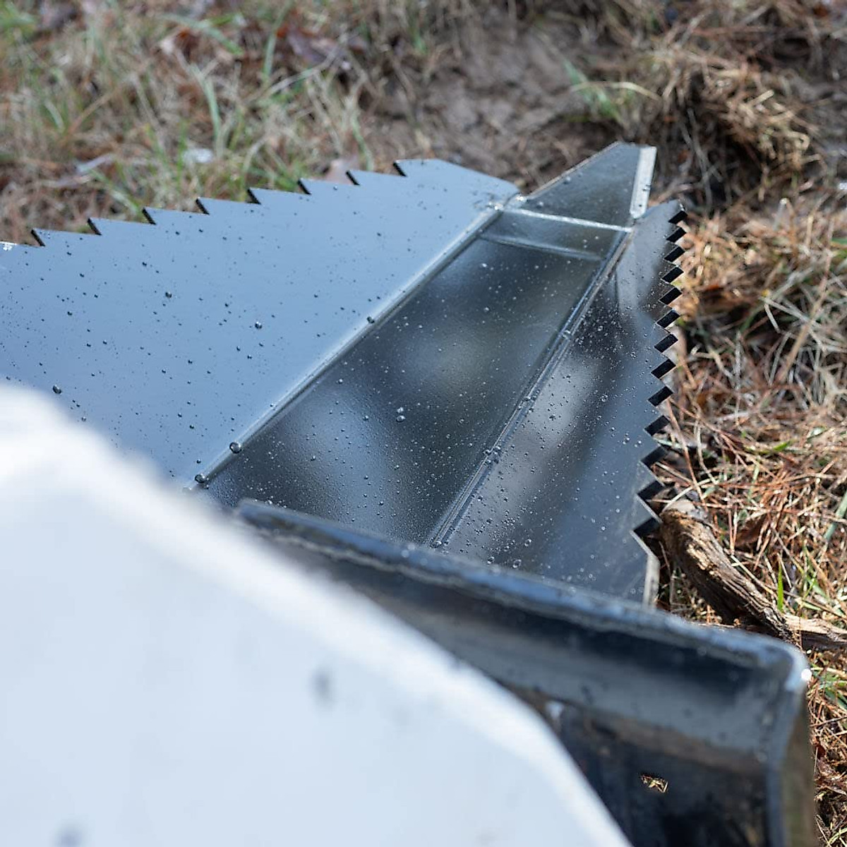 Titan Attachments Economy Series Skid Steer Stump Bucket Tree Scoop, Universal Quick Tach, HD Serrated Leading Edge, Ideal for Ripping Roots & Removing Smaller Tree Stumps, Light Construction