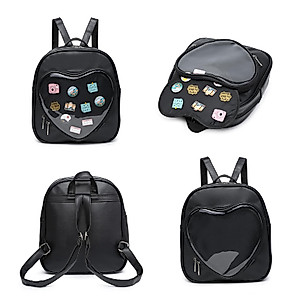 CHERRY SAUCE Womens Girl's Fashion Backpack Purses Handbags and Shoulder Bag Leather PU bag (CS2122-Black