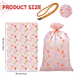 Lager Plastic Gift Bags(36x56inch),2 Pieces Jumbo Present Bags with Patterns of Spotted Balloons and Letters,Reusable Giant Wrap Bags for Baby Shower, Birthday, Party, Wedding, Christmas