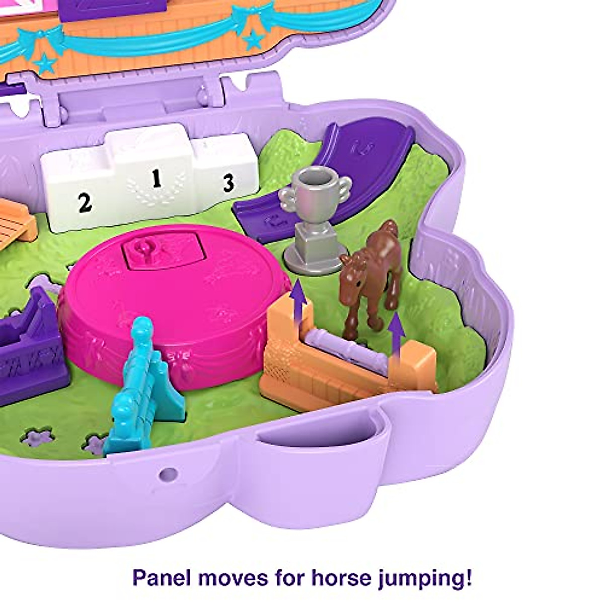 Polly Pocket Compact Playset, Jumpin' Style Pony with 2 Micro Dolls & Accessories, Travel Toys with Surprise Reveals