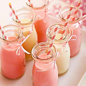 ALINK Biodegradable Paper Straws, 100 Pink Straws/Gold Straws for Party Supplies, Birthday, Wedding, Bridal/Baby Shower, Christmas Decorations and Holiday Celebrations