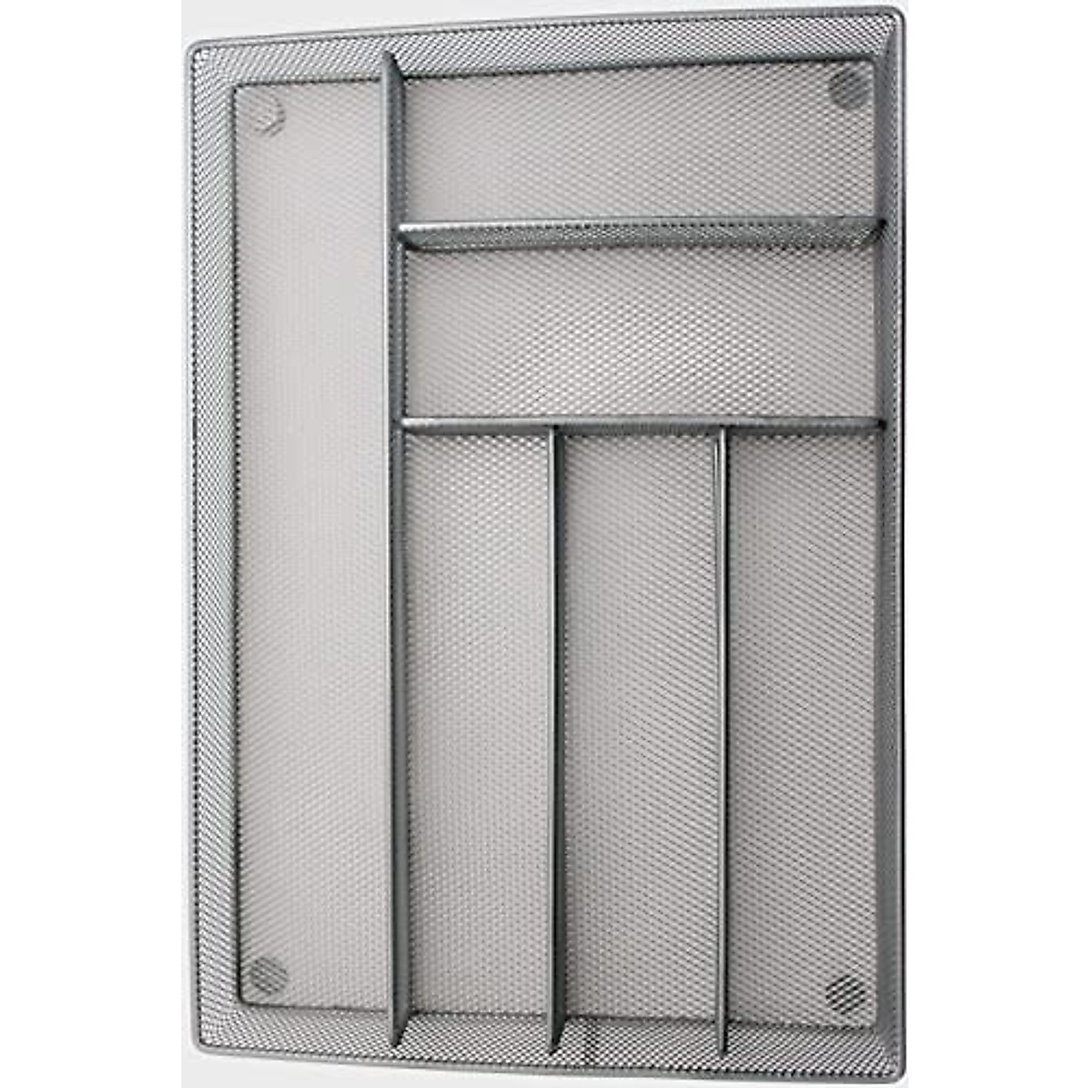 Maypes Kitchen Utensil Silverware Tray - Drawer Organizer for Flateware - Drawer Mesh Organizer (Silver)