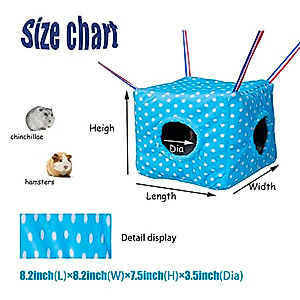 neolun Ferret Cube Hammock Hanging Bed for Ferrets Rats Chinchilla Sugar Gliders or Other Small Animals with Lace Trim(Light Blue)