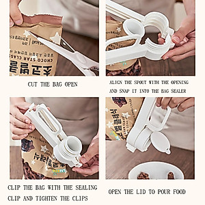 voleseni Food Bag Sealing Clip With Pour Spout, Reusable Plastic Cap Sealer Clips For Snack, Oatmeal, Coffee, Great Clips Bags For Kitchen，Seal And Pour Bag Clip,Versatile Food Clip With Spout. (1)