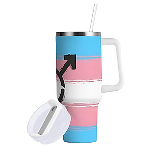 Transgender Transsexual Pride Steel Insulated Tumbler with Lid and Straw for Water, Insulated Tumbler Cup 40 OZ / 1.18 L