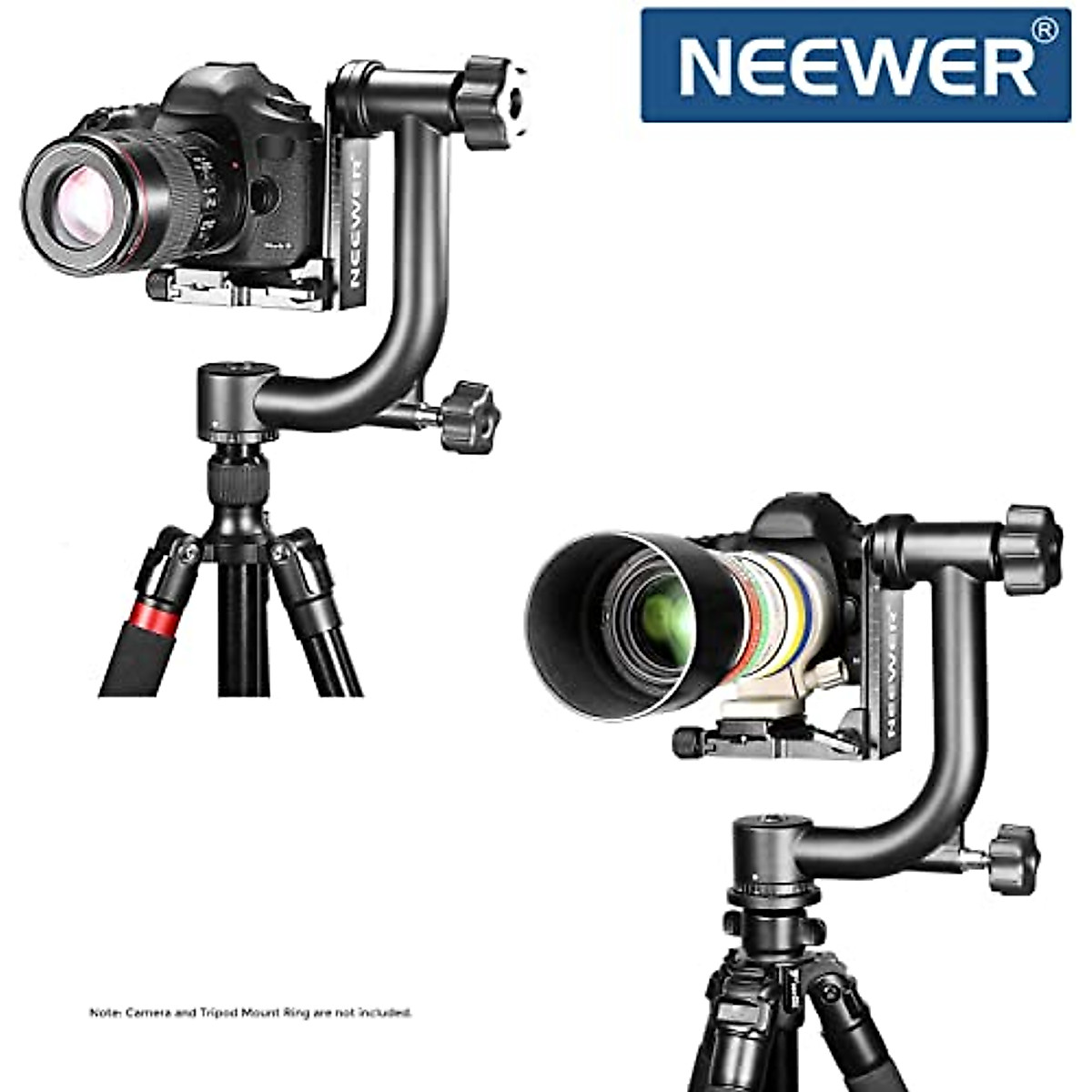 Neewer Professional Heavy Duty Metal 360 Degree Panoramic Gimbal Tripod Head with Standard 1/4'' Quick Release Plate and Bubble Level for DSLR Cameras up to 30lbs/13.6kg