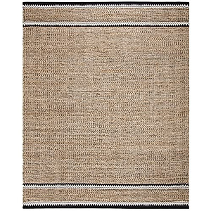 SAFAVIEH Natural Fiber Collection 9' x 12' Natural/Black NF874B Handmade Farmhouse Boho Coastal Rustic Premium Jute Living Room Dining Bedroom Area Rug