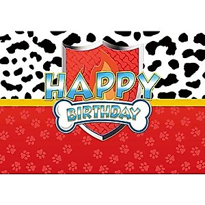 Yriujul 84x60inch Red Dog Paw Birthday Backdrop for Boy Girls Party Decorations Photography Background Photo Banner Booth Props