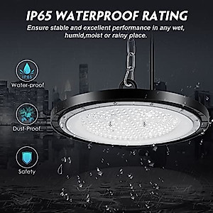 CheDux 200W UFO LED High Bay Light 4 Packs,20000LM High Bay LED Lights, 6500K Daylight White Ultra Thin LED Warehouse Lighting,IP65 Waterproof UFO Commercial Bay Lighting for Garage Workshop Gym