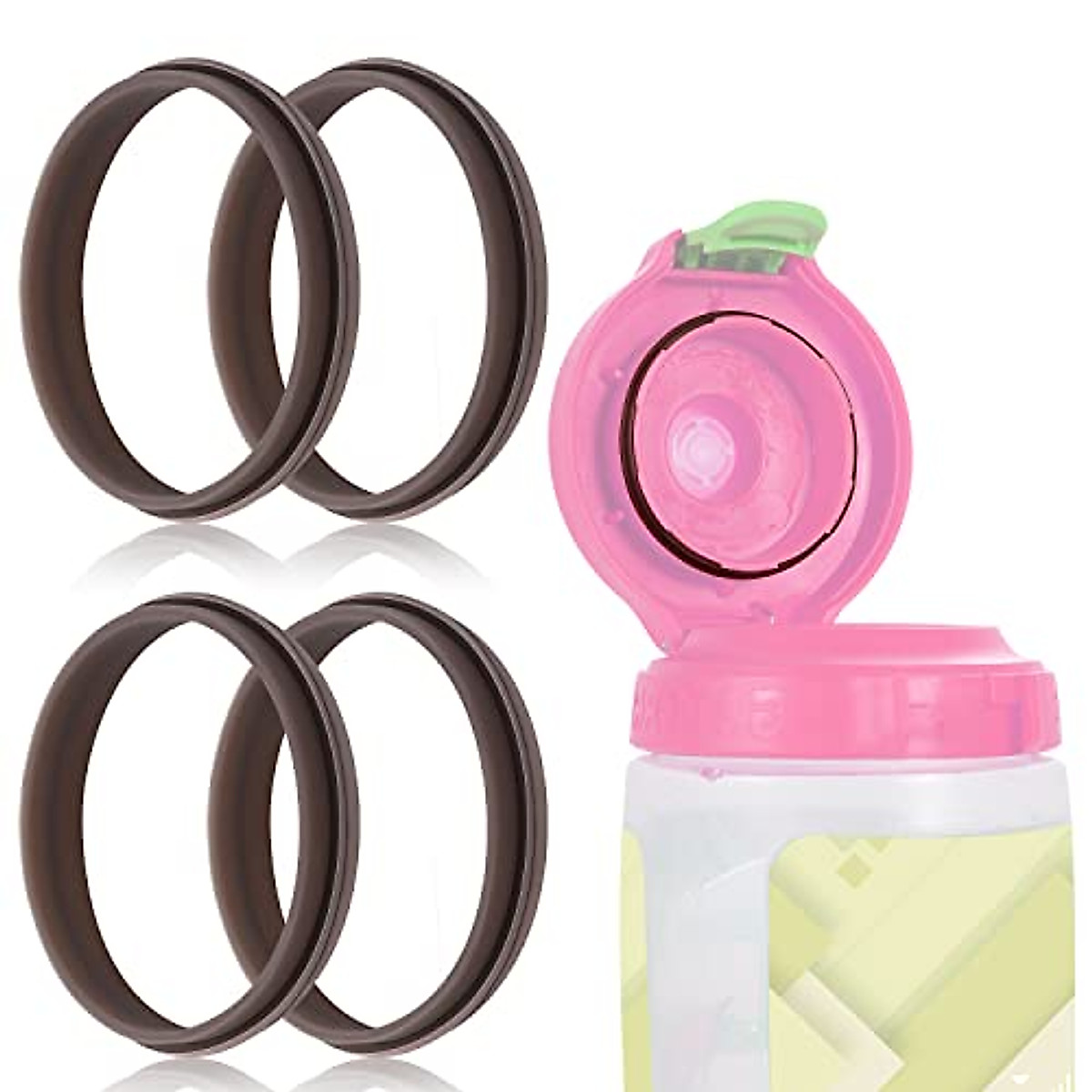 4pcs Bottle Gasket Replacement Compatible with Gatorade Water Bottle, Silicone Lid Seal Replacement for Gatorade Gx Seal Replacement Accessory Part for 30oz Gatorade GX Pods