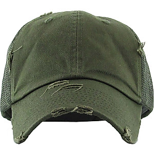 Funky Junque Distressed Trucker Dad Hat - Olive