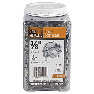 Halex – 3/8 Inch Non Metallic Twin Screw Clamp Connectors – 05103B – 100 Per Pack