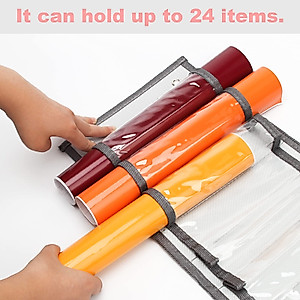 Coitak Vinyl Roll Holder, Vinyl Storage Organizer with 24 Compartments, Craft Vinyl Storage Rack, Gift Wrap Organizer, Gray