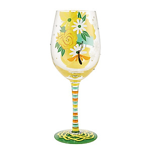 Enesco Designs by Lolita Best Friend Ever Hand-Painted Artisan Wine Glass, 15 Ounce, Multicolor