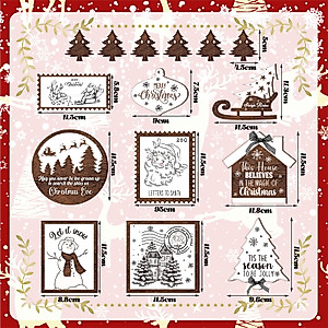 Dandat Christmas Tiered Tray Decor Winter Tiered Tray Decorations Set Snowman Snowflake Gnome Truck Wooden Signs Farmhouse Christmas Table Decorations for Home Table Shelf(Xmas Tree)