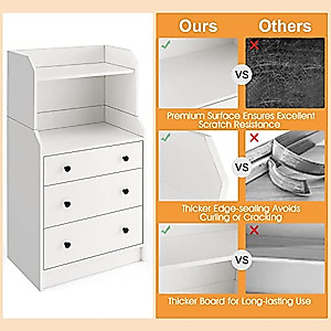 Giantex 3 Drawers Dresser for Bedroom - Modern Storage Dresser Chest of Drawers with 2 Shelves, 3 Pull-Out Drawers, Anti-toppling Device, Storage Organizer for Bedroom, Living Room, Entryway, White