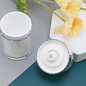 wgdpnp Airless Pump Jar Small Cream Jar with Perfume Pump Bottle Vacuum Bottle Containers Portable Airless Pump Bottle Refillable Airless Pump Jars for Toiletries Cosmetic Container (1PCS, 50ml)