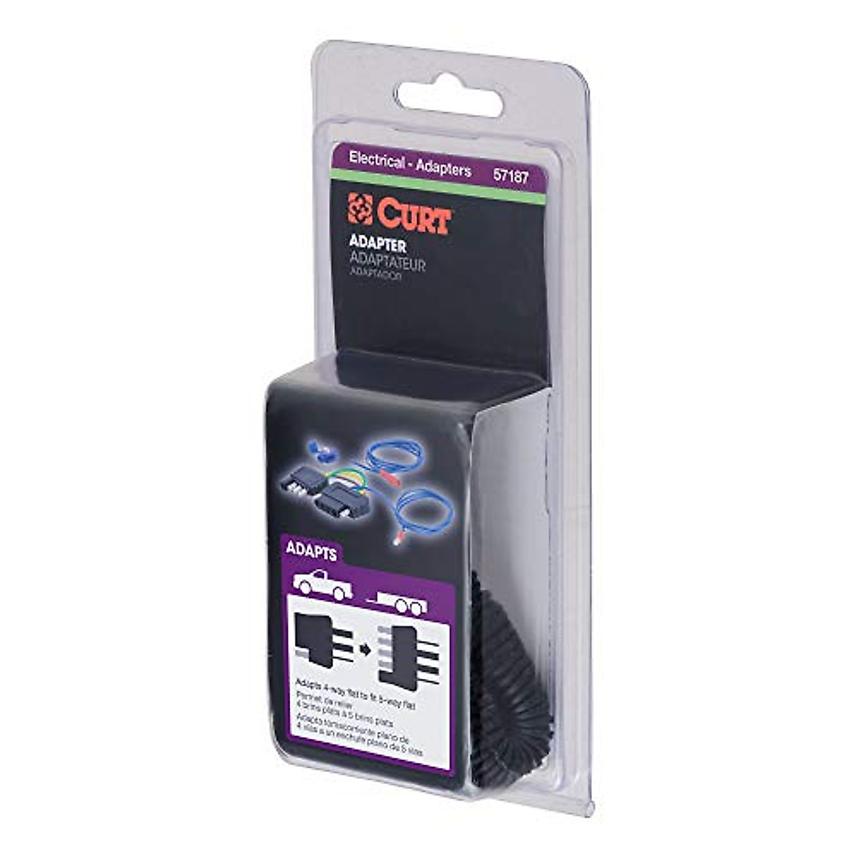 CURT 57187 4-Way to 5-Way Flat Adapter for Boat Trailer Surge Brakes , Black