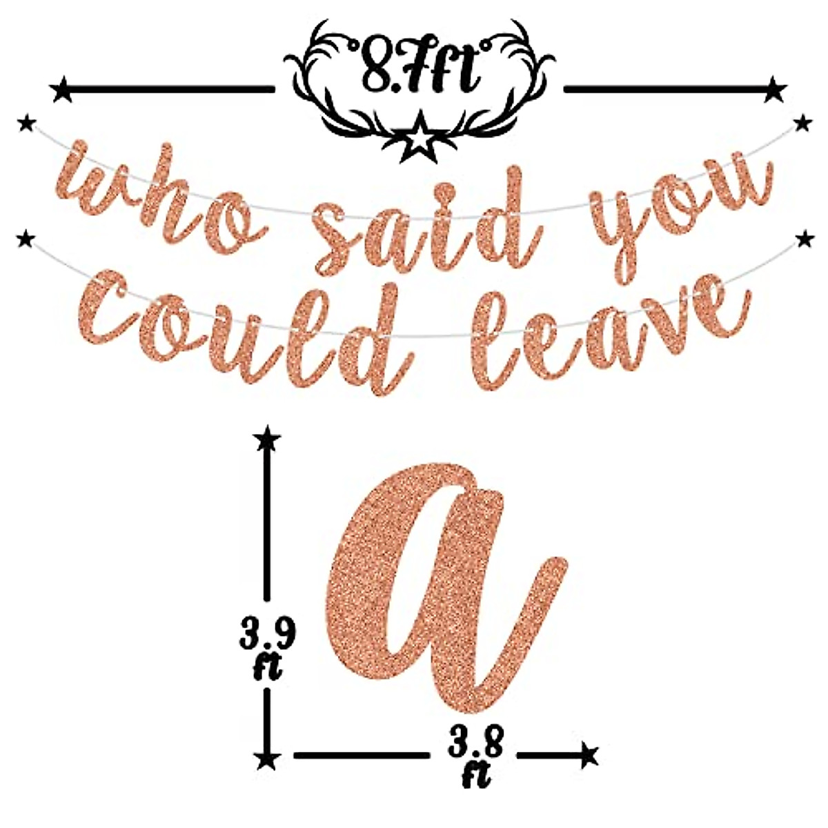 Rose Gold Glitter Who Said You Could Leave Banner, The Legend Has Retired/Good Luck We Will Miss You, Retirement Party Decorations Supplies