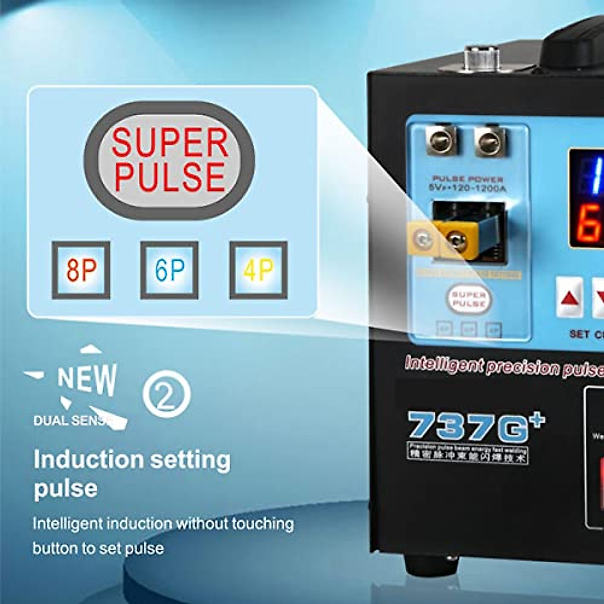 RCBDBSM 737G+ 4.3KW Battery Spot Welder, Battery Spot Welding Machine for 18650 14500 Lithium Battery Pack Building, Portable Pulse Welding Machine with Welder Pen and Foot Pedal