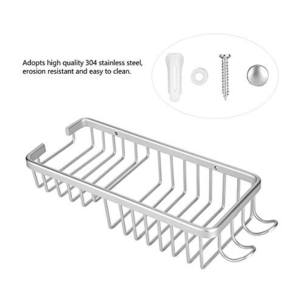 HIUF Shower Tidy Organiser Baskets, Space Saving Easy to Clean Bathroom Storage Shelf Wall Mounted Wall Mounted Storage Shelf Rack for Ornaments for Bathroom