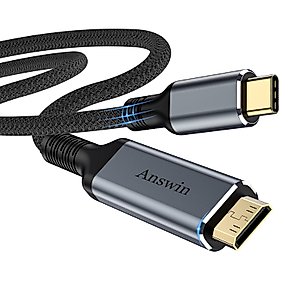 Answin USB C to Mini HDMI Cable 6FT (NOT HDMI), 4K@30Hz/2K@60Hz Type-C to Mini HDMI for MacBook, iPad Pro, iPhone 15, Galaxy S23, Steam Deck, ROG Ally, Laptop to Portable Monitor Cable