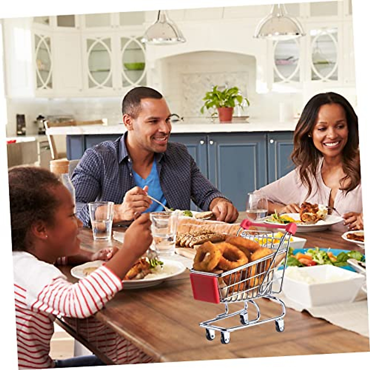 UPKOCH 2pcs Fried Chicken Basket Puzzle Shopping Cart Metal Food Basket Bowl Fry Chips Serving Dish Stroller Food Presentation Holder Bar Snacks Basket Fries Baskets