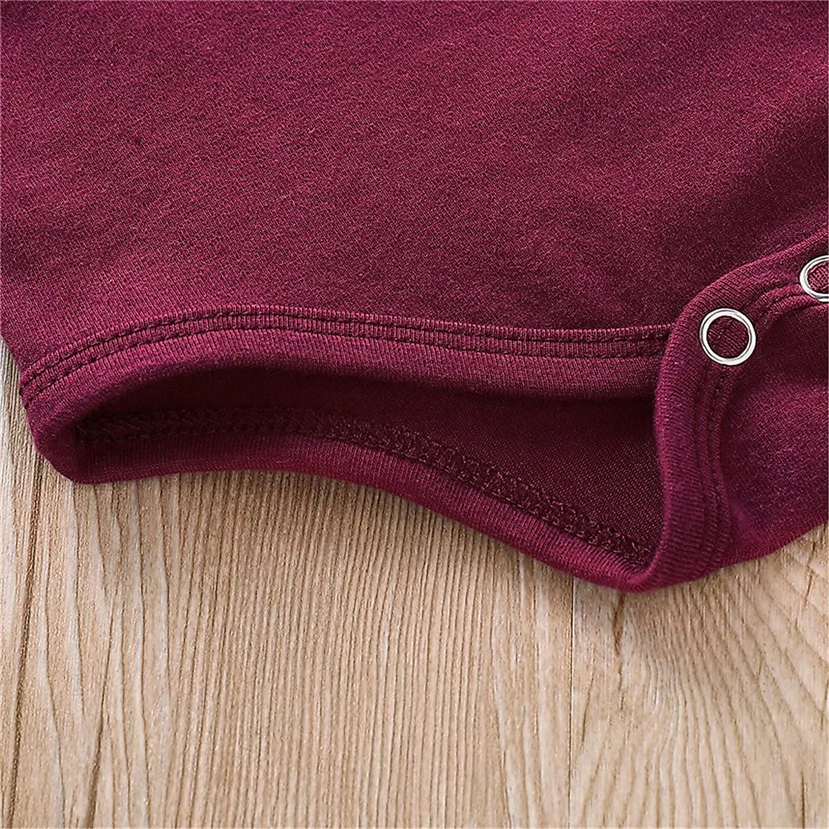 CETEPY Baby Girl Clothes Newborn Outfits Infant 3Pcs Tops + Pants + Headband or Hats Wine red flower 0-3 Months 70cm