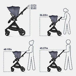 Baby Stroller, ELITTLE EMU Toddler Stroller with Reversible Seat, 0-36 Months Full-Size Stroller Convenient for Various Travel Venues or Vehicles Carrying