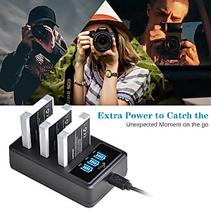 NB-6L NB-6LH Battery and 3 Slots LED Display Charger Replacement for Canon PowerShot D10 D20 ELPH 500 HS S90 S95 S120 SD770 SD980 SD1200 SD1300 SD3500 SD4000 SX540 SX530 SX500 SX170 SX260 SX270 HS