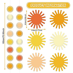 12 Pcs Boho Sun Banners First Trip Around The Sun Party Decorations Muted Sun Garland Kit Hippie Hanging Swirl for Aesthetic Indoor Outdoor 1st Birthday Baby Shower Wedding Favor Party Supplies Decor