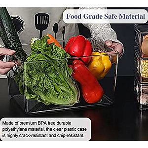 Clear Plastic Storage Bins Pantry Organizer Bins for Kitchen Refrigerator Fridge Cabinet Freezer Bathrooms Acrylic Organizers Storage Bins, Clear Bins with Cutout Handles(4 Pack)