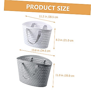 2pcs Plastic Laundry Basket Shopping Tote Bag Plastic Hanger Chicken Egg Basket Picnic Basket Bath Basket Laundry Basket Plastic Clothes Holder Sundries Organizer Hollow-out Basket
