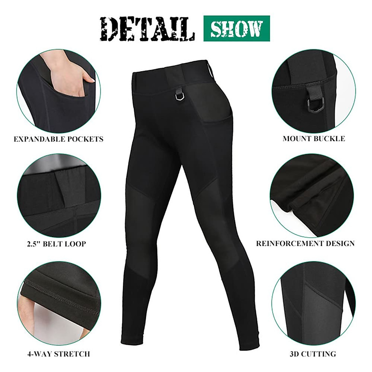 EMERSONGEAR Pink Label Yinhu Women's Tactical Yoga Tights with 2.5 Belt Loops，Legging Pants Athleisure Outfits Daily