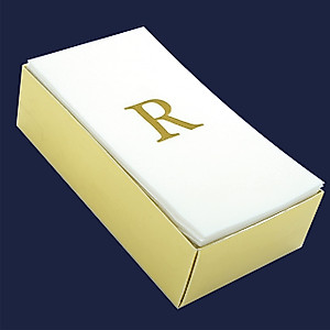 AMERICAN HOMESTEAD Disposable Hand Towels - Silver Monogrammed Guest Napkins - Linen-Like Bathroom Paper Towels for Guests - Perfect Wedding and Party Napkins - 25 Count (Silver R)