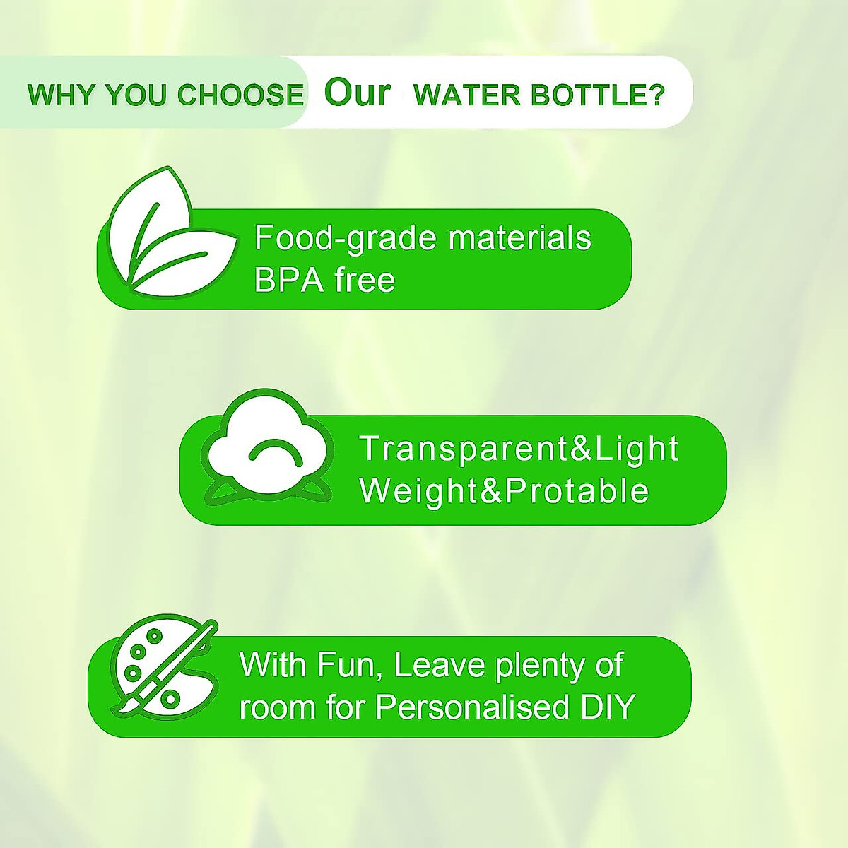 SUNNOW 6 Pack Clear Water Bottles Bulk, 32 oz Reusable Plastic Bottle with Handle, Wide Mouth, Lightweight for Sports Travel Gym Cycling Hiking, Personalized DIY Gift Women Men Teacher Nurse