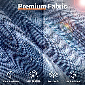 ovios 16 Piece Patio Furniture Set with Fire Pit Table,Outdoor Rattan Wicker Coversation Set with Swivel Rocking Chairs, Sectional Chairs for Outside Porch Balcony Backyard Pool,Light Blue