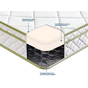 Full Size Mattress - 8 Inch Cool Comfort Foam & Spring Hybrid Mattress with Breathable Organic Cotton Cover - Quilted Foam Plush Euro Pillow Top - Rolled in a Box - Oliver & Smith