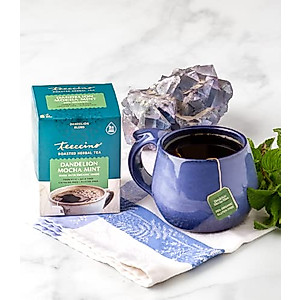 Teeccino Dandelion Mocha Mint Tea - Caffeine Free, Roasted Herbal Tea with Prebiotics, 3x More Herbs than Regular Tea Bags, Gluten Free - 25 Tea Bags