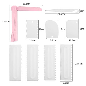 WOVTE 9 Pcs Cake Scraper Set Cake Edge Scraper Cutters with Adjustable Butter Smoother Cream Scraper Tool Cake Decorating Comb Icing Smoother for Cake Cream Baking Decorating