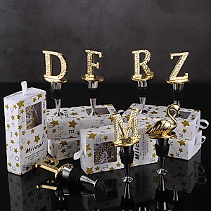 Miicol Initial Letter Wine Stopper, Monogram Hammered Metal, Perfect Wine Gift, Wide Used in Kitchen Decor, Bar, Wedding Party, Elegance Meets Utility, Rose Gold Plating, Letter (A to Z) T